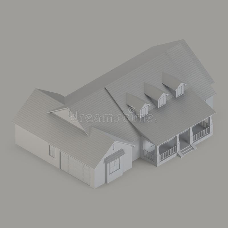 A Model of a House with a Garage. Isometric Projection Stock ...