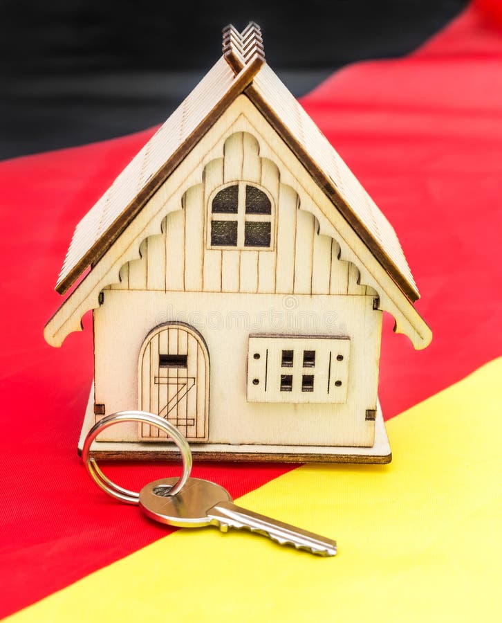 Model of House with Key on German Flag Stock Photo - Image of realty ...
