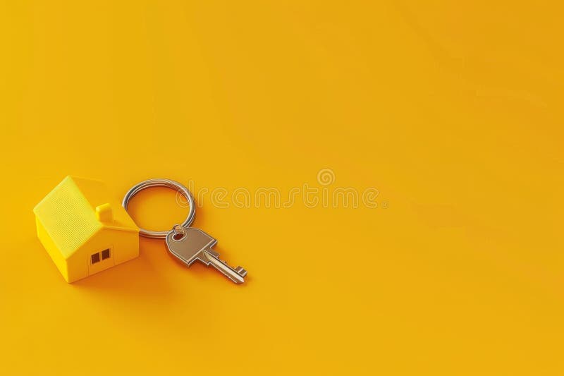 Model of a House with Keys on a Yellow Background Stock Image - Image ...