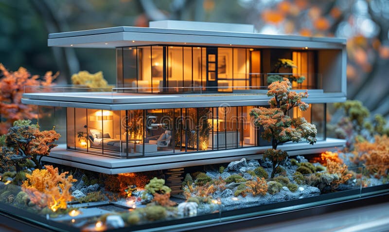 A Model House with Many Windows and a Modern Design on Display Stock ...