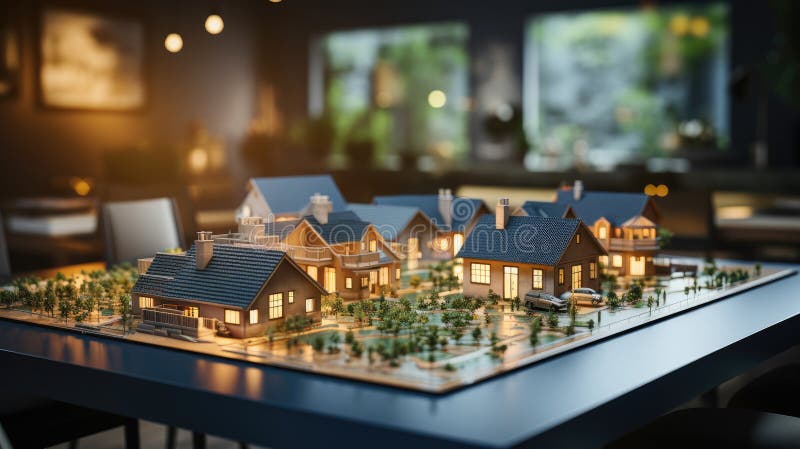 Model of a House in a Miniature City. Miniature Model of a House Stock ...