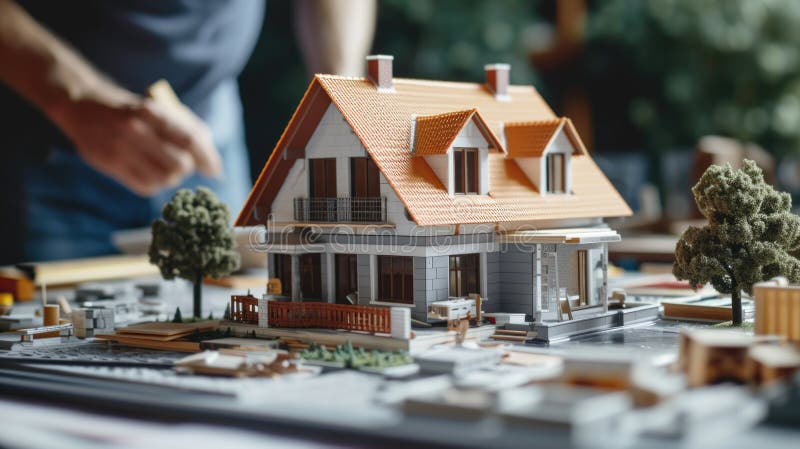 A Model House Placed on a Table. Perfect for Real Estate or ...