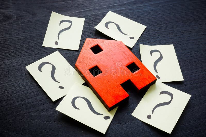 Model of House and Question Marks. Home Value Concept. Stock Photo ...