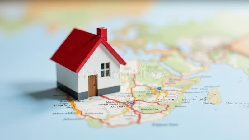 Model House Red Roof Standing Paper Map Stock Photos - Free & Royalty ...