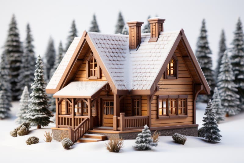 A Model of a House in the Snow Stock Illustration - Illustration of ...