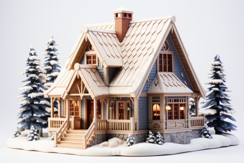 A Model of a House in the Snow Stock Illustration - Illustration of ...