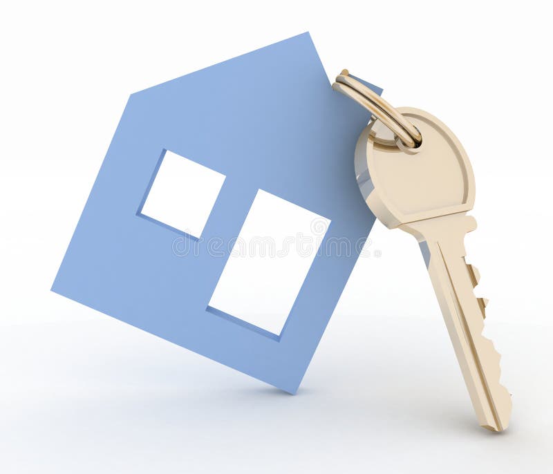 Model House Symbol with Key Stock Illustration - Illustration of render ...