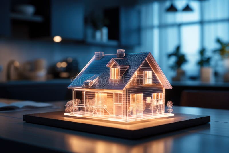 A Model of a House on a Table, Architectural Bureau Stock Photo - Image ...