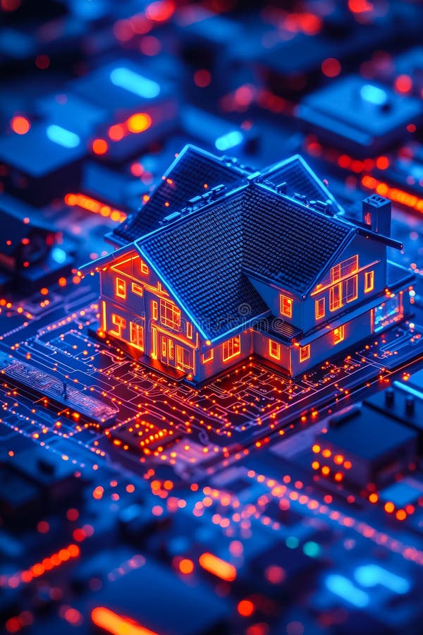 Digital House Model Blue Circuit Board Background Stock Photos - Free ...