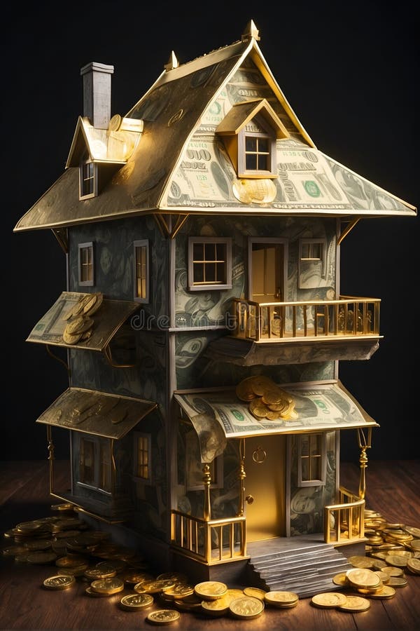 Model House on Top of a Pile of Money. Generative AI. Stock Image ...