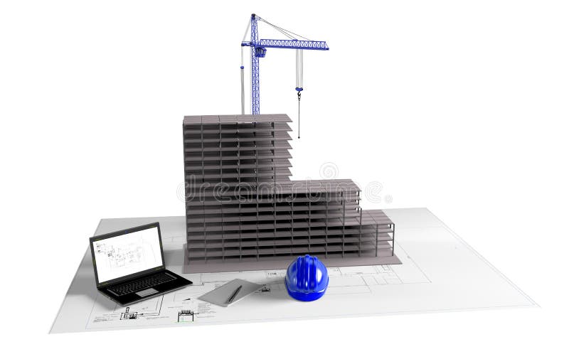 Model House Under Construction, Computer, Helmet, 3D Visualization ...