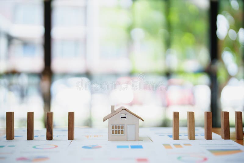 Model House and Wooden Stick, Insurance Concept Stock Photo - Image of ...
