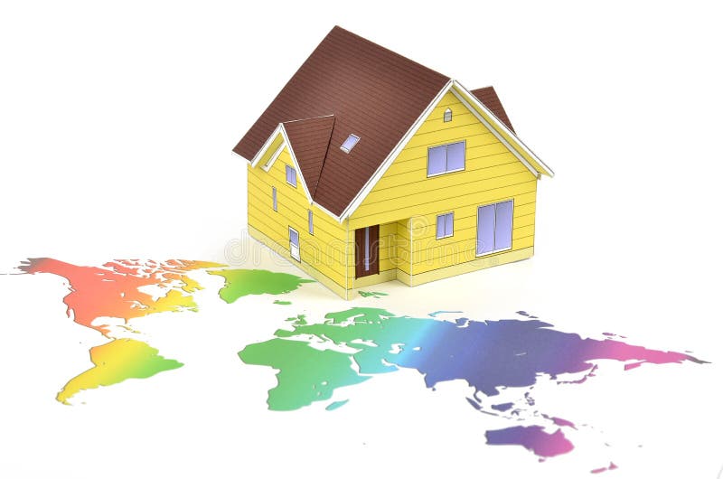 Model house and world map stock image. Image of house - 22778783