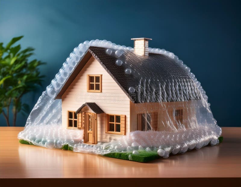 A Model House Wrapped in a Bubble Wrap Stock Illustration ...