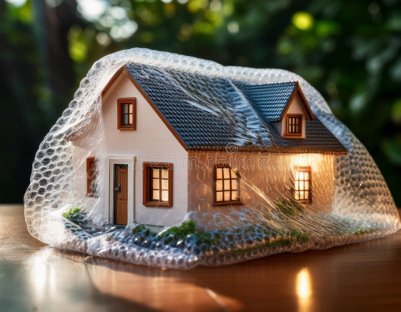 A Model House Wrapped in a Bubble Wrap Stock Illustration ...