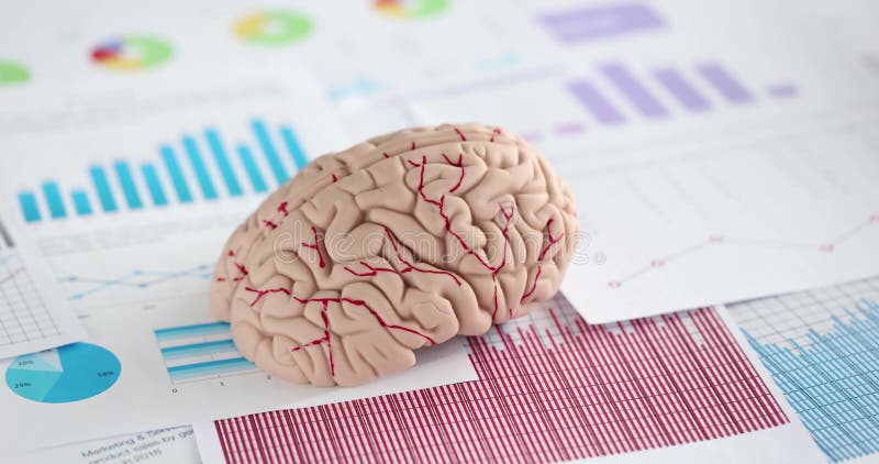 Model of Human Brain and Analytics in Graphs Stock Footage - Video of ...
