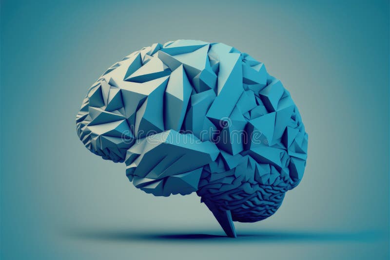 Model of Human Brain on Blue Background. Profile View. Intelligence ...