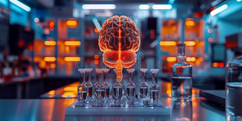 A Model of a Human Brain Displayed on a Table in a Laboratory Setting ...