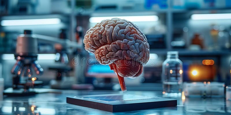 A Model of a Human Brain Placed on a Table in a Laboratory Setting ...