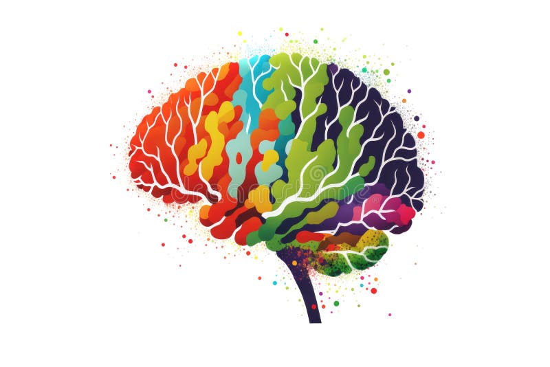 Model of Human Brain on White Background. Profile View. Intelligence ...