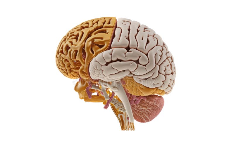 Model of Human Brain on White Background. Profile View. Intelligence ...
