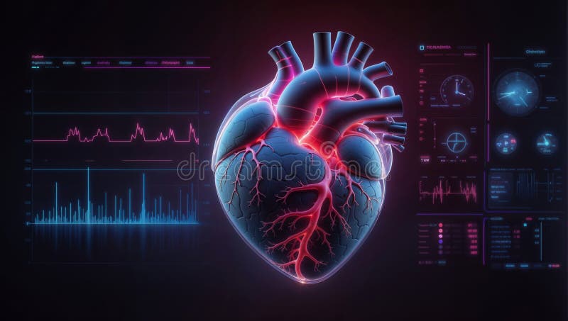 Model of Human Heart on Digital Background Stock Photo - Image of ...