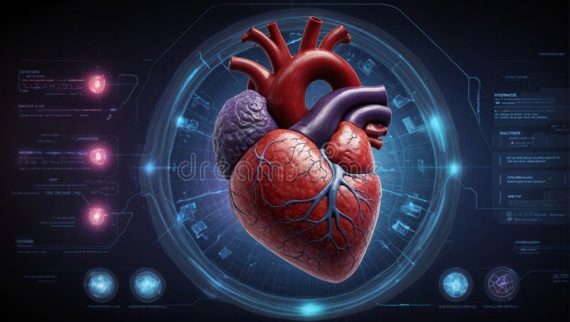 Model of Human Heart on Digital Background Stock Photo - Image of organ ...