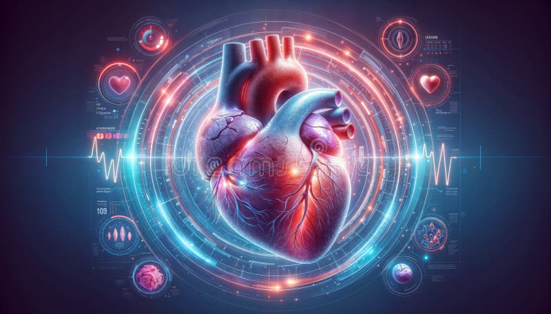 Model of Human Heart on Digital Background Stock Image - Image of ...