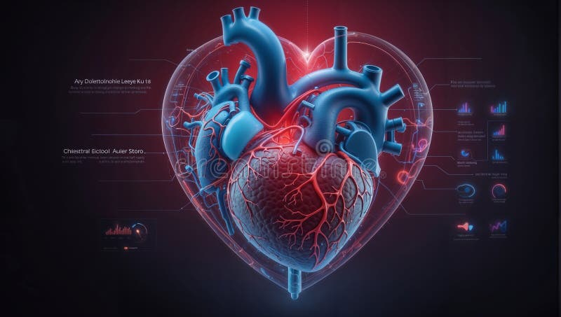 Model Human Heart on Digital Screen. Diagnostic Future Stock Image ...