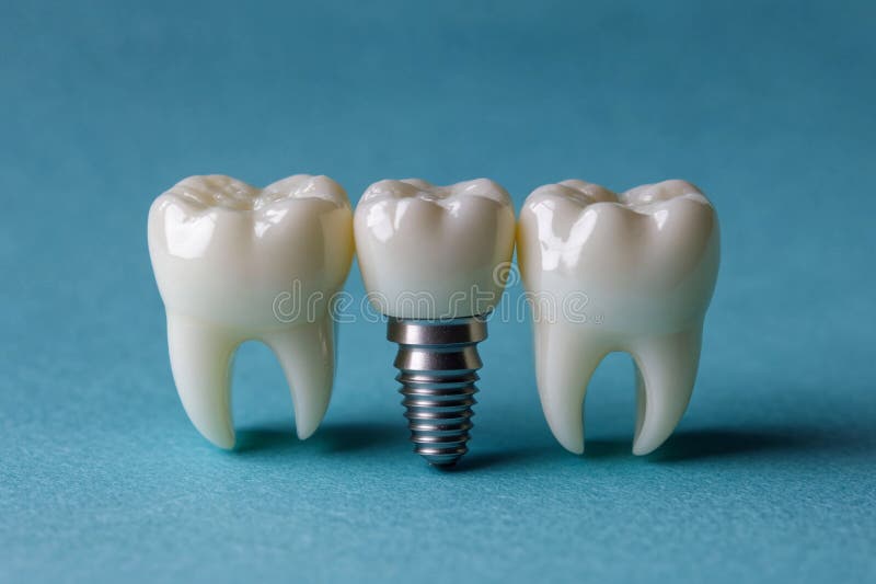 Dental Implants Displayed in a Model of a Human Jaw Demonstrating Oral ...