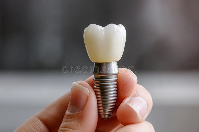 Dental Implants Displayed in a Model of a Human Jaw Demonstrating Oral ...