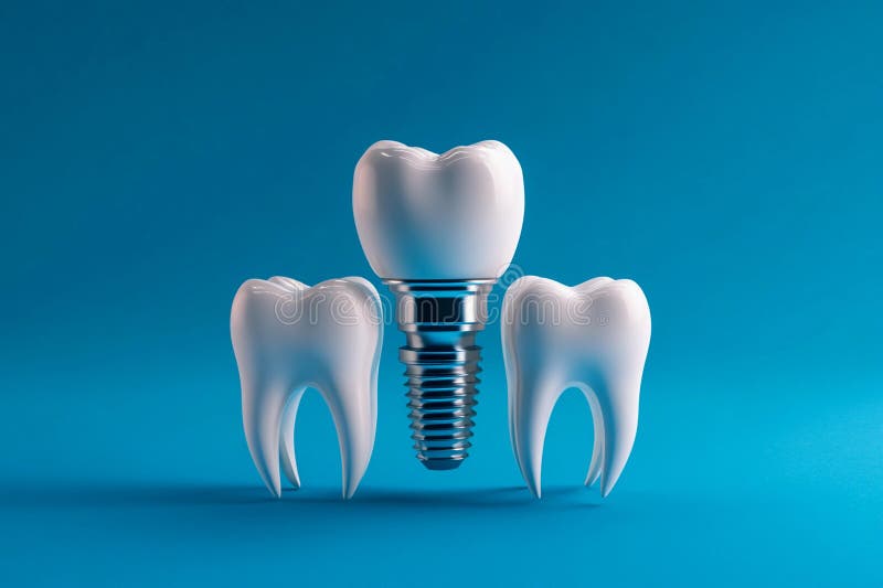 Dental Implants Displayed in a Model of a Human Jaw Demonstrating Oral ...