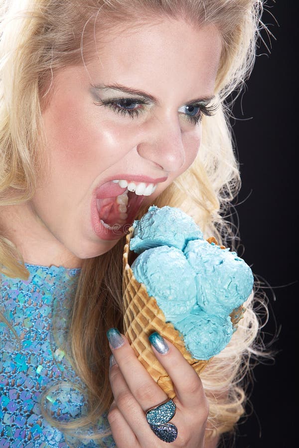 Model with icecream stock image. Image of dessert, attractive - 38756753