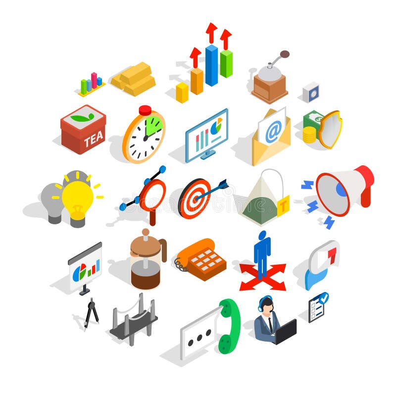 Model Icons Set, Isometric Style Stock Vector - Illustration of ...