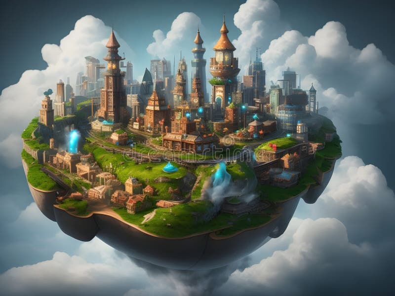 Model of an imaginary city stock illustration. Illustration of roof - 301987299