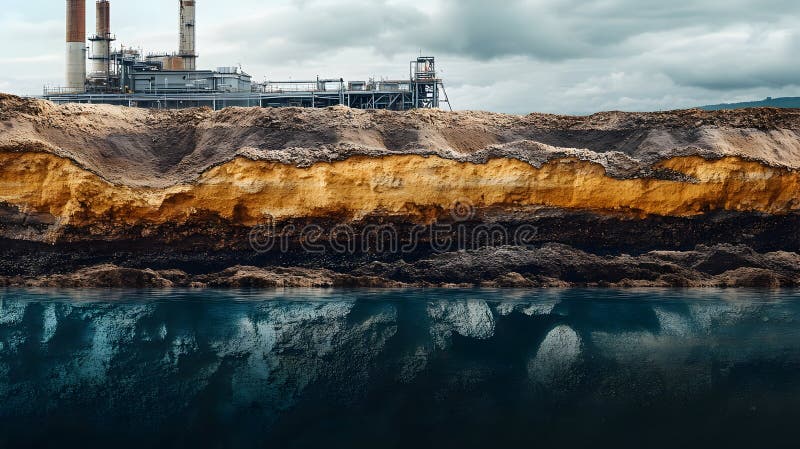 Model of an Industrial Factory with Smoke Stacks and Vegetation ...