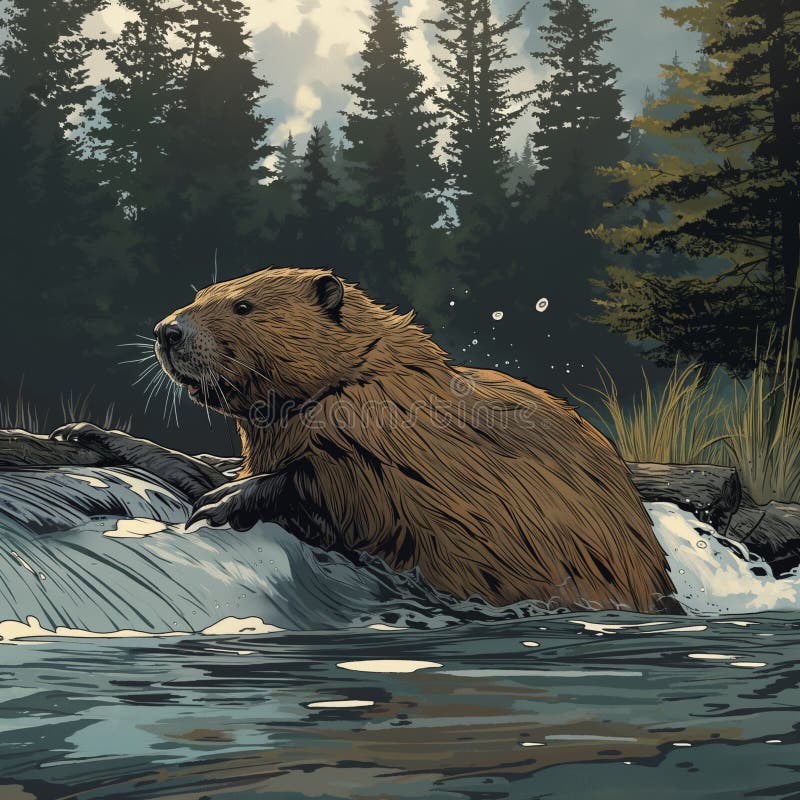 Model of an Industrious Beaver Building a Dam, AI Generated Stock ...