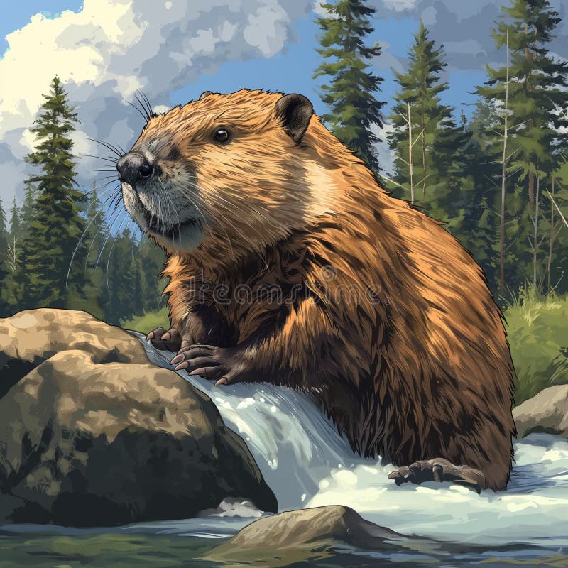 Model of an Industrious Beaver Building a Dam, AI Generated Stock ...
