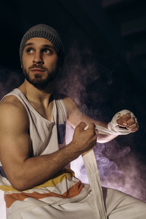 Model Isolated on Dark Background in Smoke. Stock Image - Image of ...