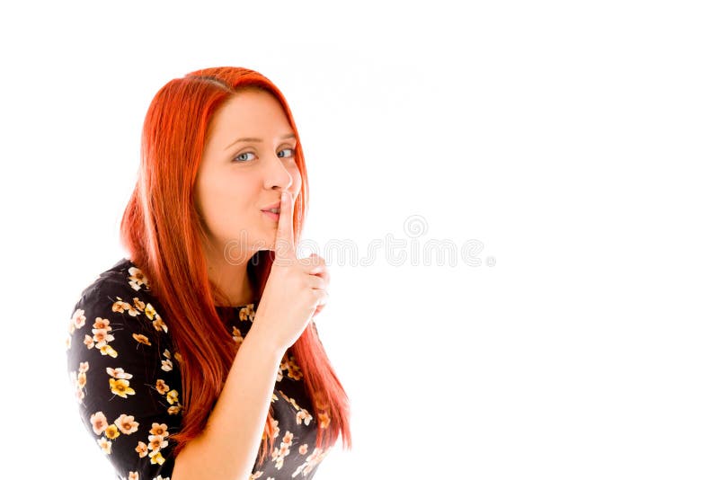 Model Isolated with Finger on Lips Secret Stock Photo - Image of ...