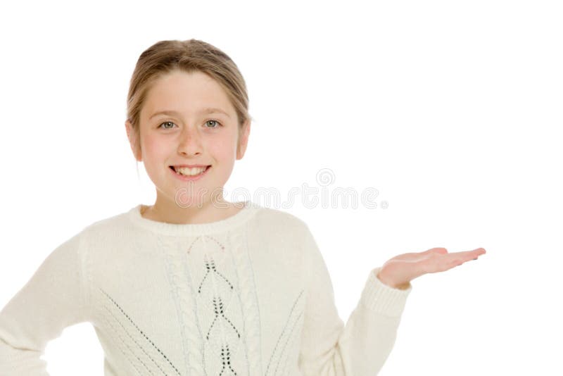 Model Isolated Hand Gesture Presenting Stock Image - Image of ...