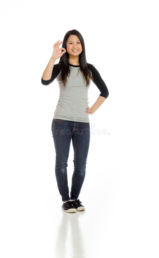 Model isolated ok sign stock photo. Image of cute, girl - 55167742