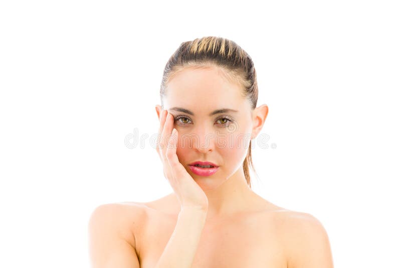 Model Isolated on Plain Background Bored Upset Stock Image - Image of ...