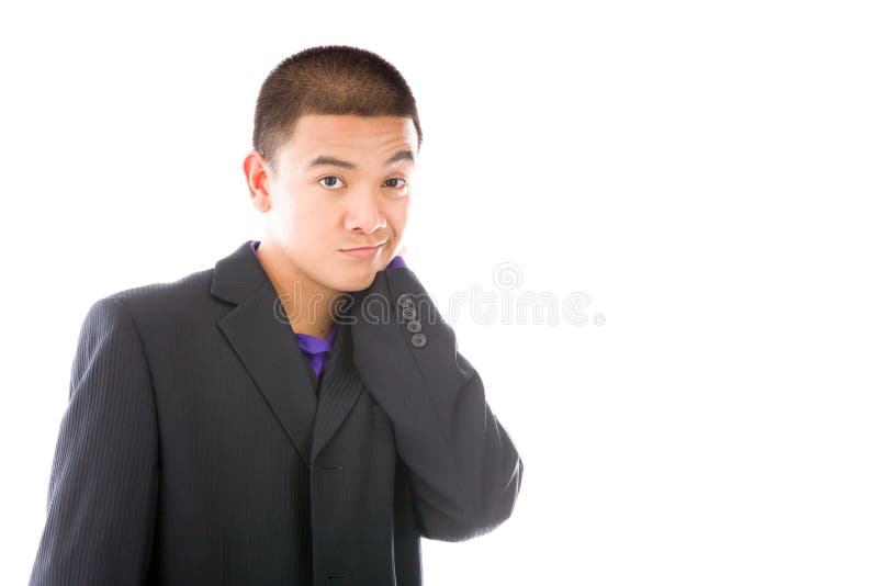 Model Isolated on Plain Background Bored Upset Stock Photo - Image of ...