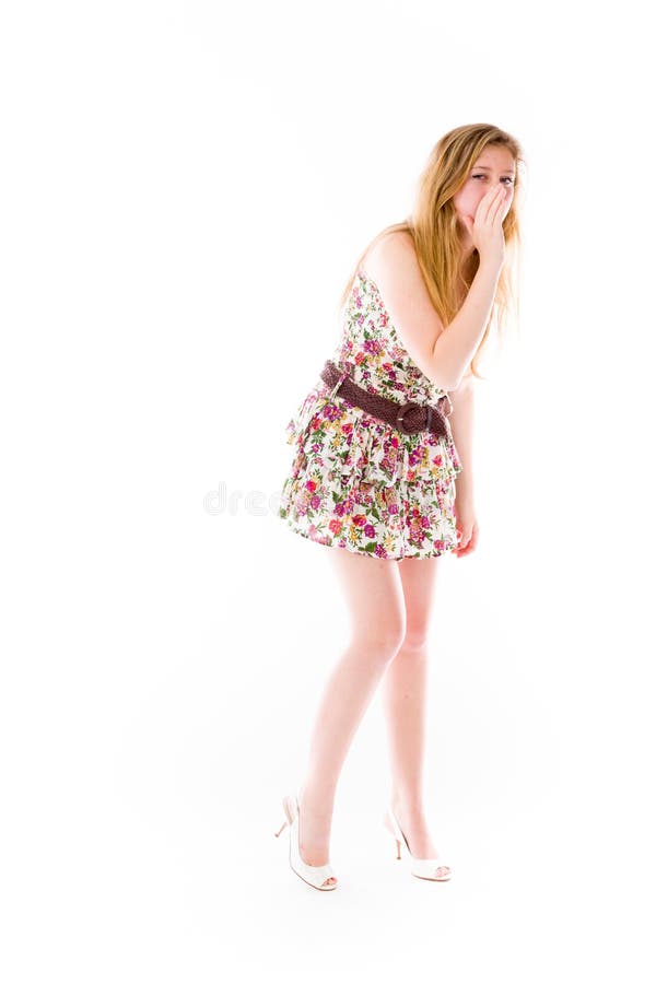 Model Isolated on Plain Background Calling Stock Photo - Image of ...