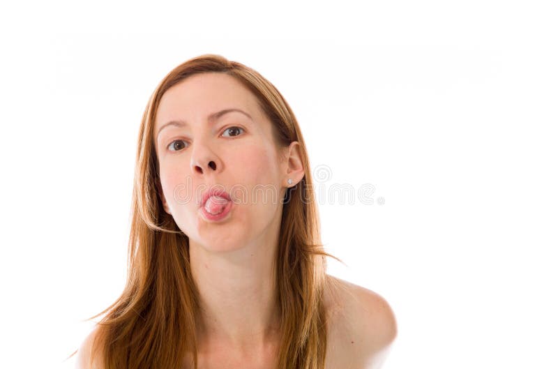 Model Isolated on Plain Background Face Sticking Stock Photo - Image of ...