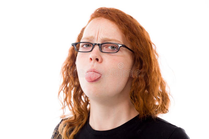 Model Isolated on Plain Background Face Sticking Stock Photo - Image of ...