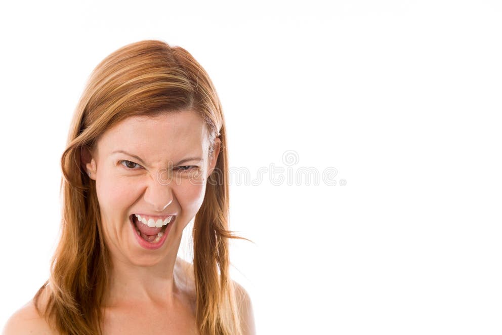 Model Isolated on Plain Background Furious Stock Image - Image of ...