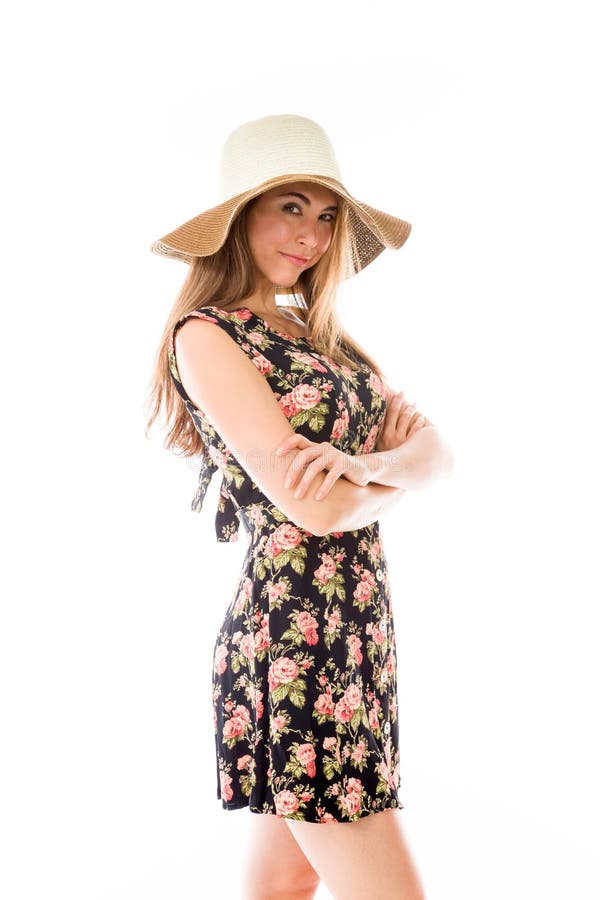 Model Isolated on Plain Background Happy Smiling Stock Photo - Image of ...