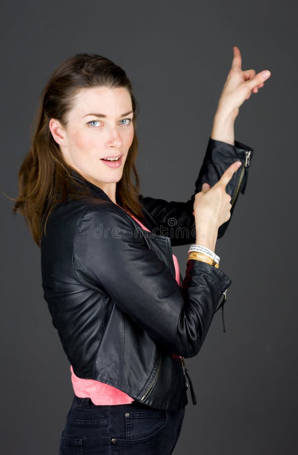 Model Isolated on Plain Background Looking at Stock Image - Image of ...